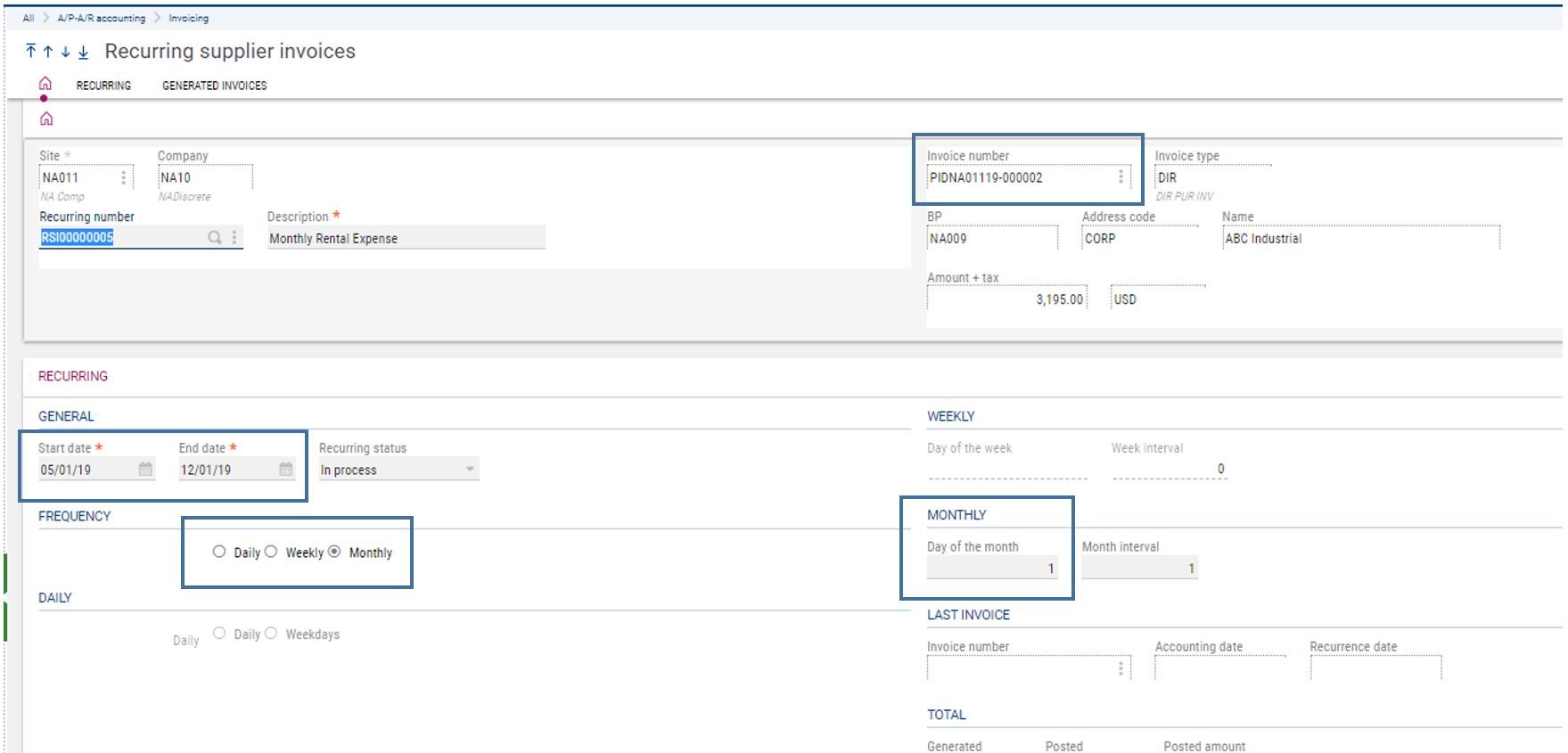 How to Create Recurring Supplier Invoices in Sage X3